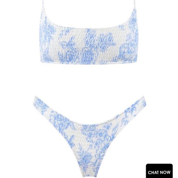Triangl Swimwear Swim Rare Triangl Blue And White Floral Bikini Set